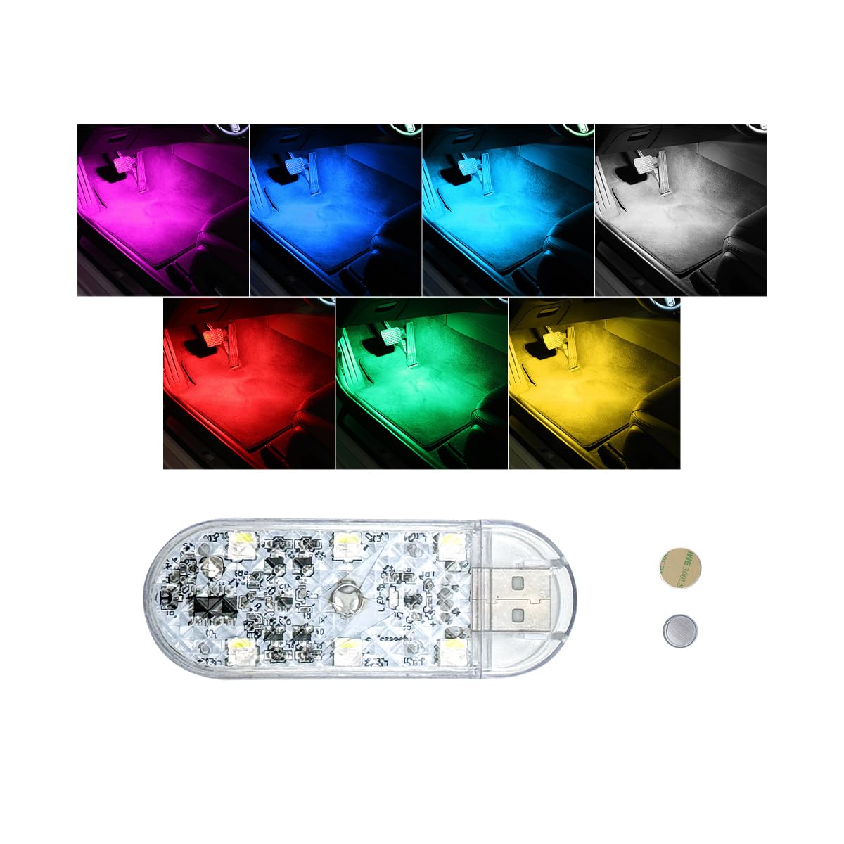 Amazon.com: Suvnie Wireless LED Lights for Car Interior, Voice ...