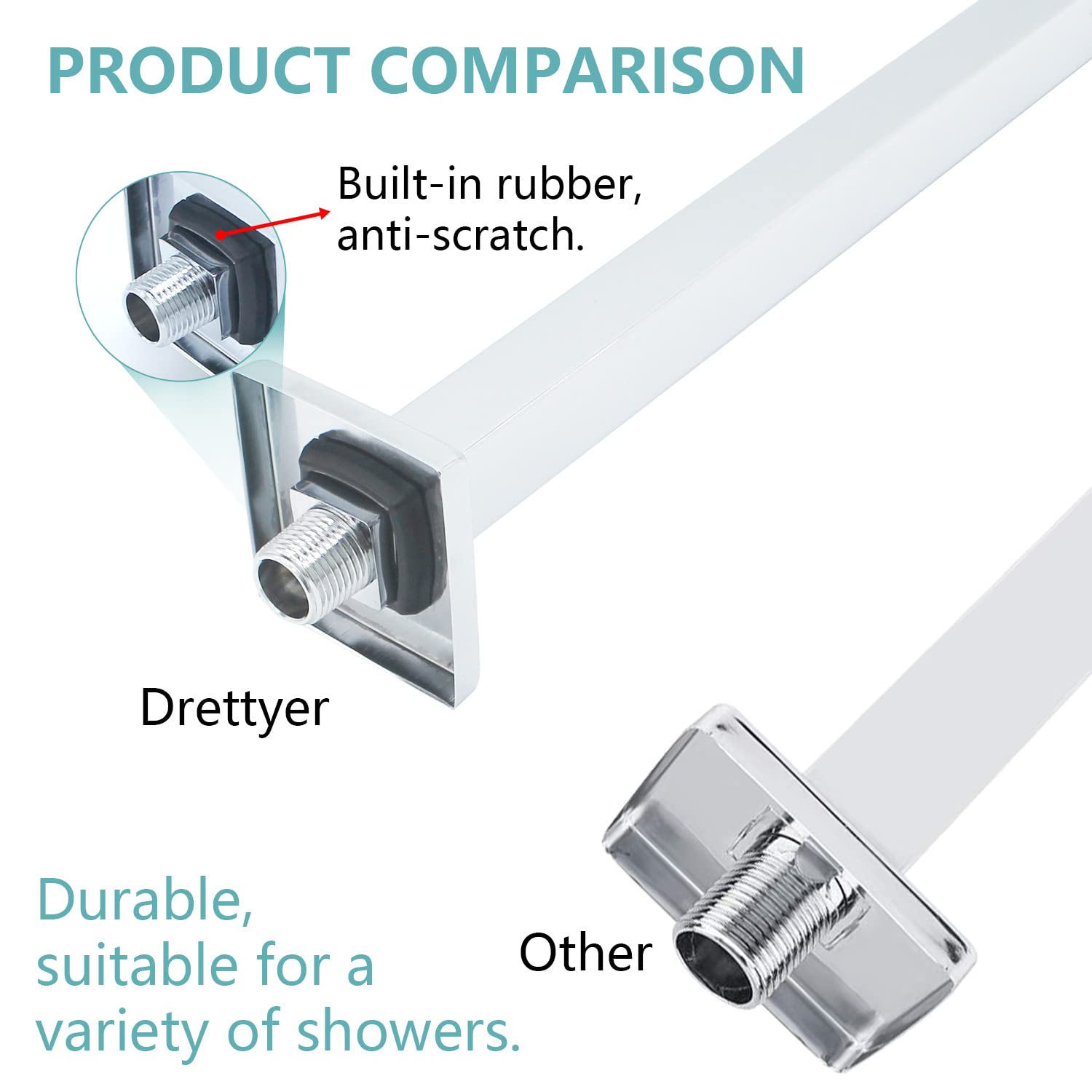 Shower Arm with Flange 24 Inches Ceiling Mount Square Straight Extender ...