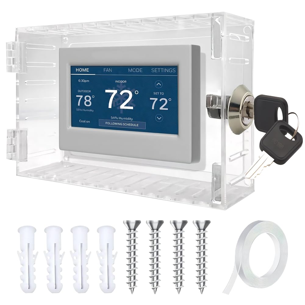 Universal Thermostat Lock Box with Key, Clear Thermostat Cover for ...