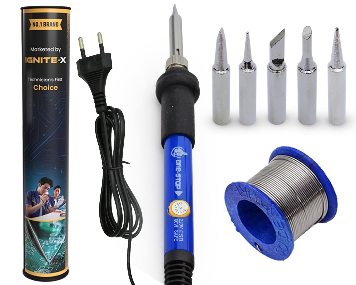 IGNITE-X Soldering Iron Kit 60W – Complete Soldering Kit with Soldering ...