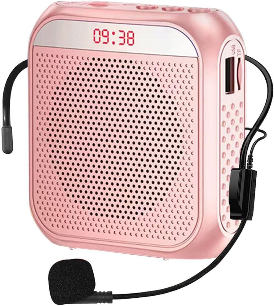Amazon.com: Portable Voice Amplifier with Wired Microphone Headset ...