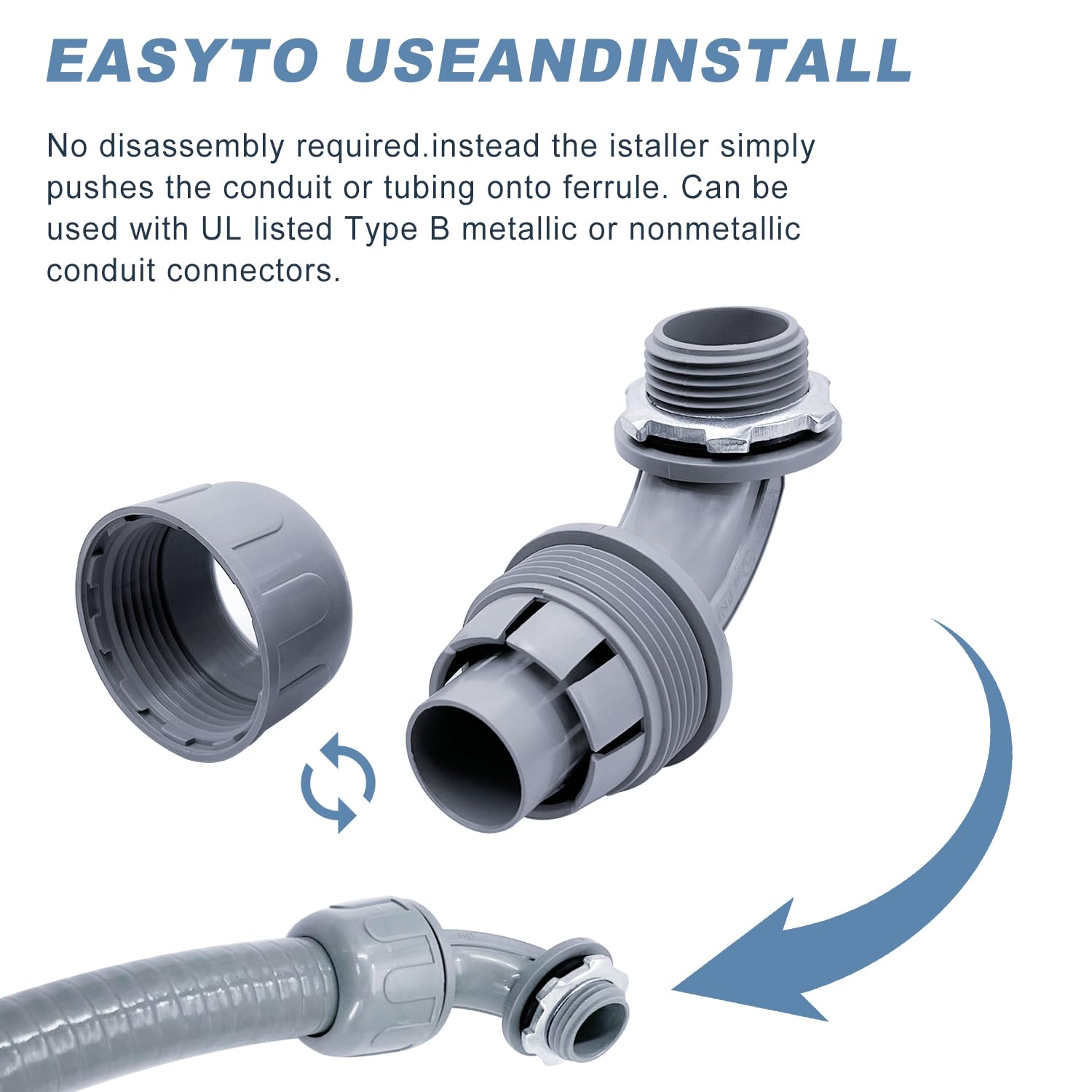 Snapklik.com : Wocloer 3/4 Inch Liquid Tight Connector PVC Flexible ...