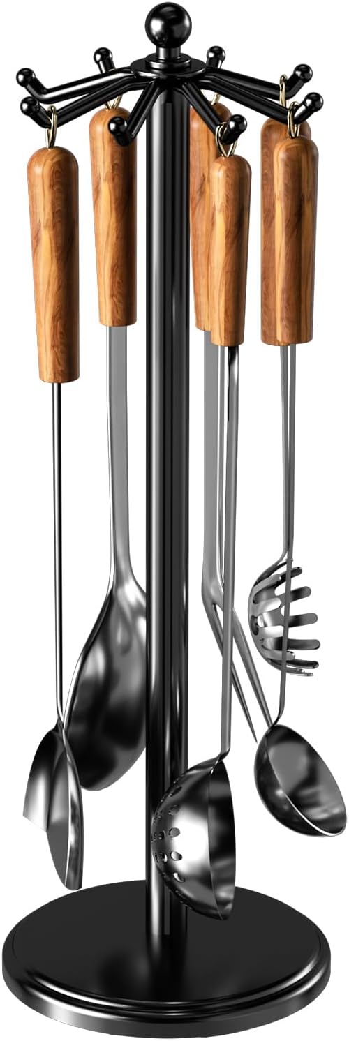 Amazon.com: Rotating Cooking Utensil Rack,Stainless Steel Hanging ...