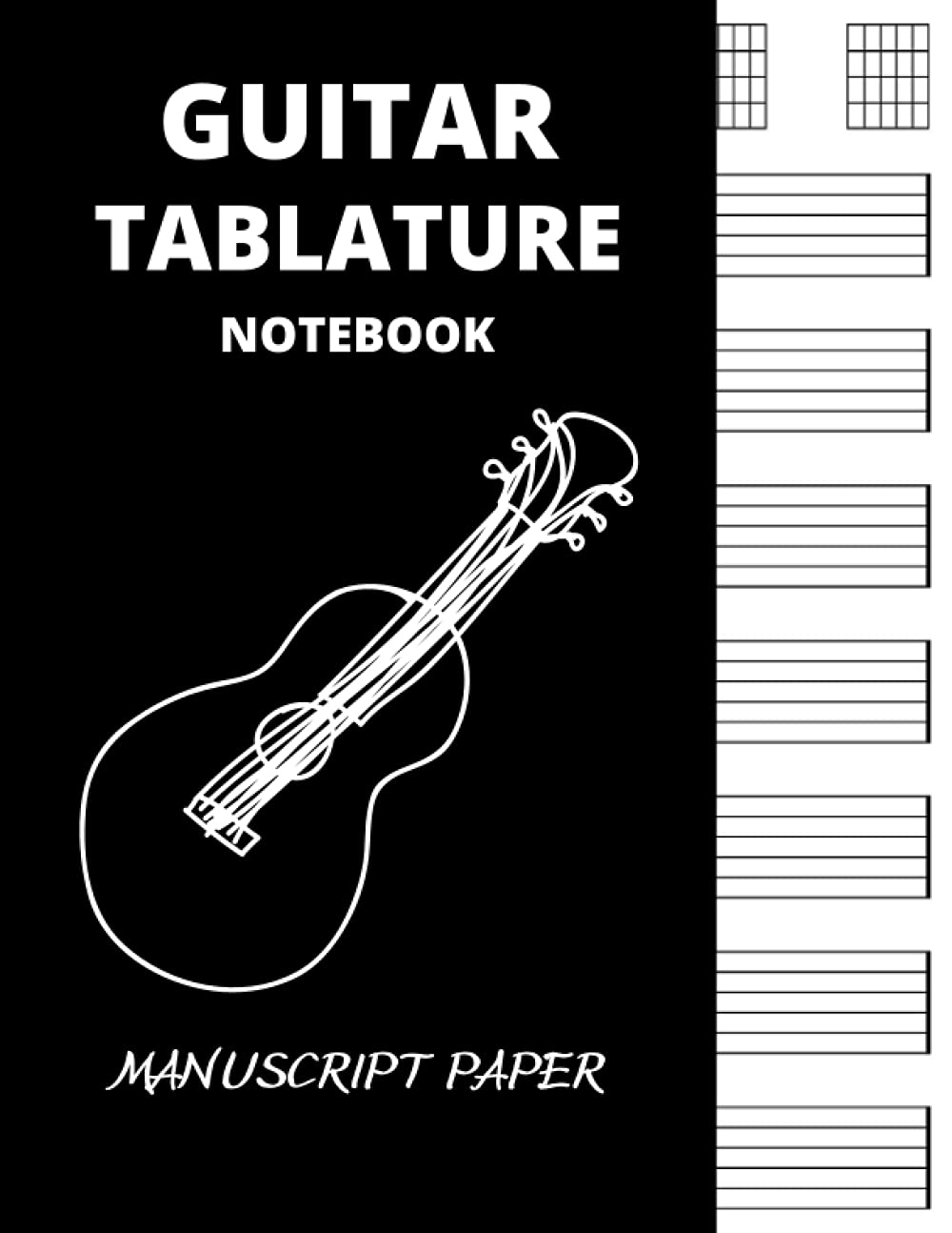 Buy GUITAR TABLATURE : 2 in 1 - Blank Guitar Tab manuscript paper (Wide ...