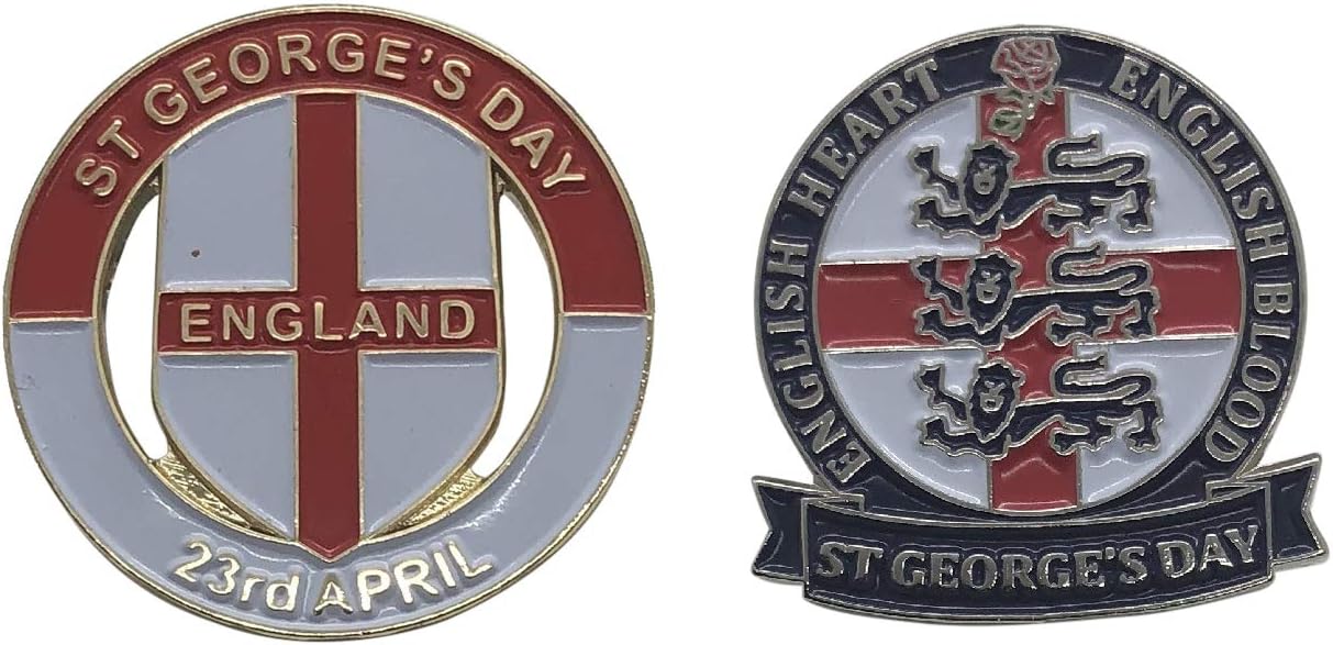Pack of SET OF 2 x ENGLAND FLAG PATRIOTIC ST SAINT GEORGES DAY METAL ...