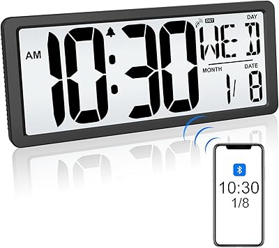 Amazon.com: Digital Wall Clock with Large LED Display, Auto-Brightness ...
