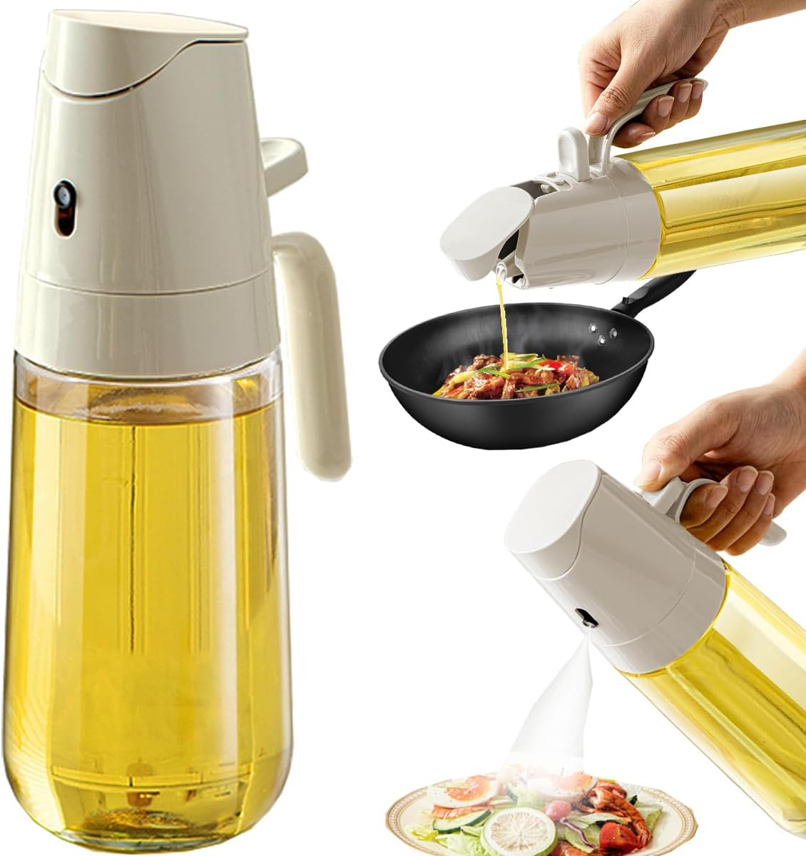 Amazon.com: KFASANOMDZ Oil Sprayer for Cooking,2 in 1 Glass Oil Sprayer ...