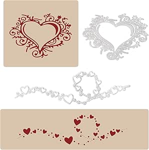Amazon.com: BENOSPACE 2 Pcs Heart Cutting Dies Hollow Hearts Metal Die ...