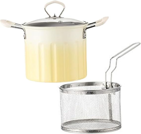 XJKLBYQ Deep Fat Fryer Chip Pans with Basket and lid,3L Frying Pot with ...