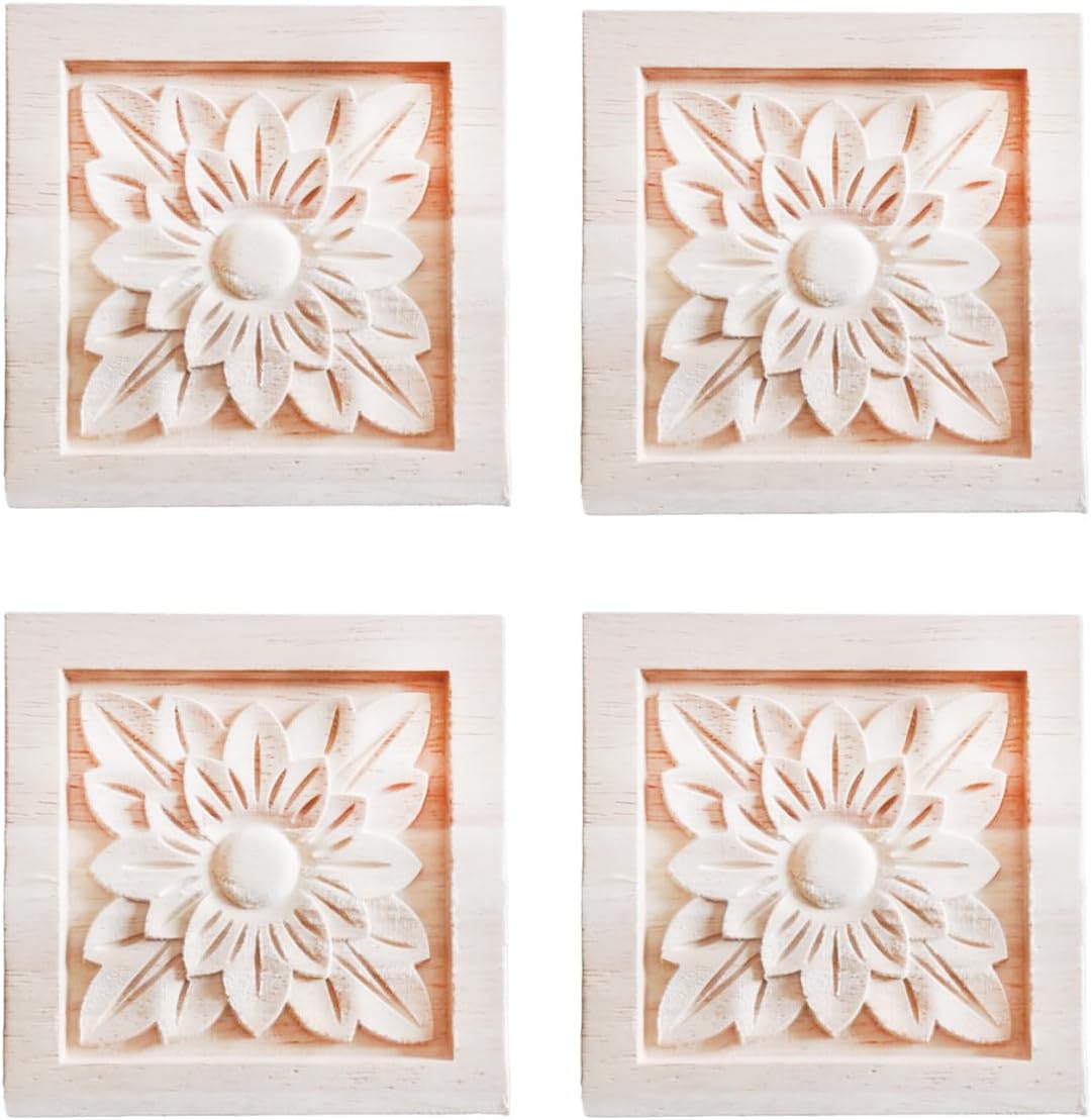 Amazon.com: BSYMDH 4PCS Wooden Carved Appliques Onlays Carving ...