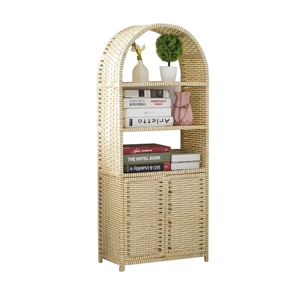Buy BEYTII Straw Log Rattan Bookshelf, Woven Storage Cabinet, Corner ...