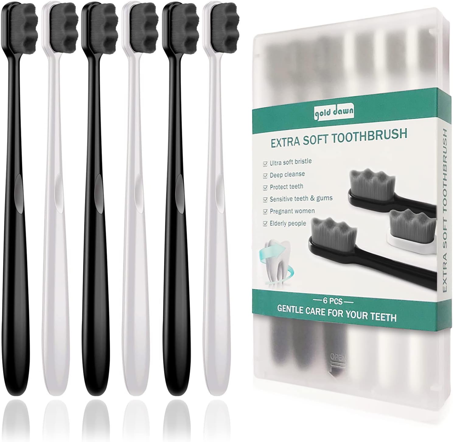 Amazon.com : GoldDawn Extra Soft Toothbrush for Sensitive Teeth and ...