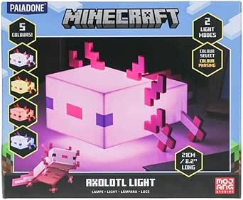 Amazon.com: Paladone Minecraft Axolotl Light, Five Color Modes ...