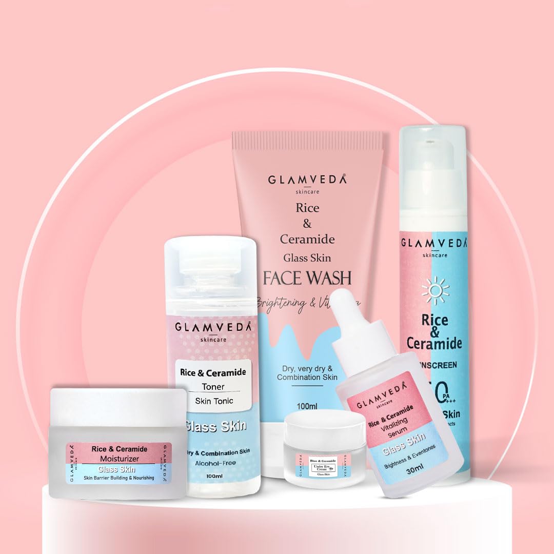 Glamveda Korean Glass Skin Rice & Ceramide 6 Step Daily Skincare ...