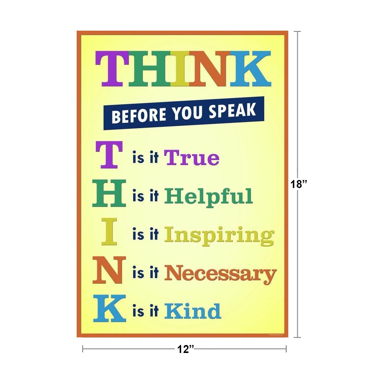 Think Poster For Classroom THINK Before You Speak Poster – Mental ...