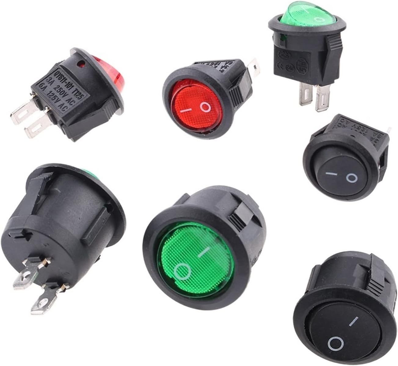Amazon.com: LYKD 5pcs 3A 250VAC/6A 125VAC Round Rocker Switch KCD1 On ...