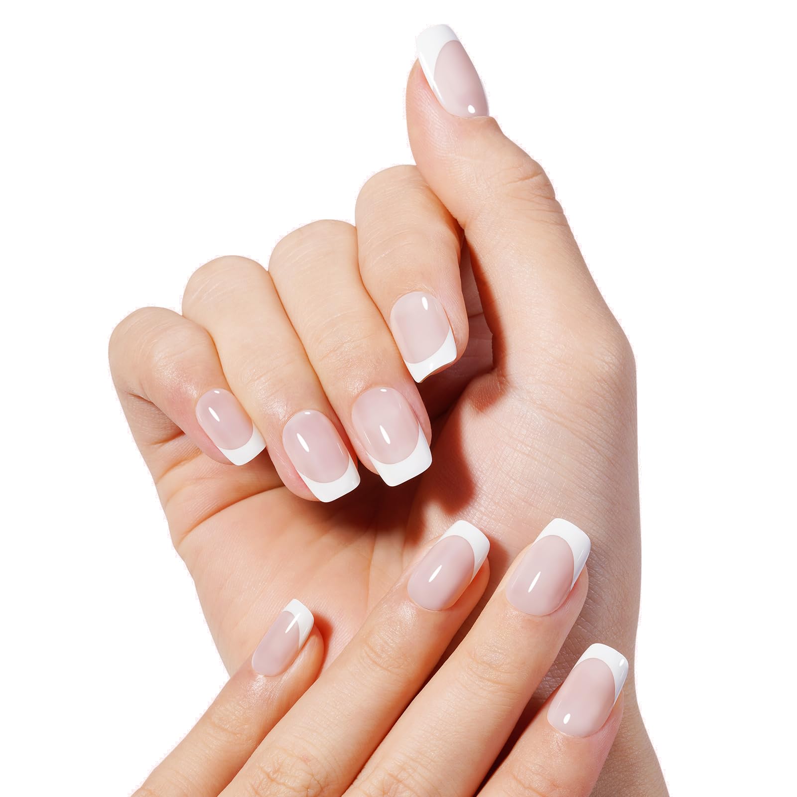 TOMICCA 24 Pièces Soft Gel Carrés Faux Ongles Court French,Gel Press on ...