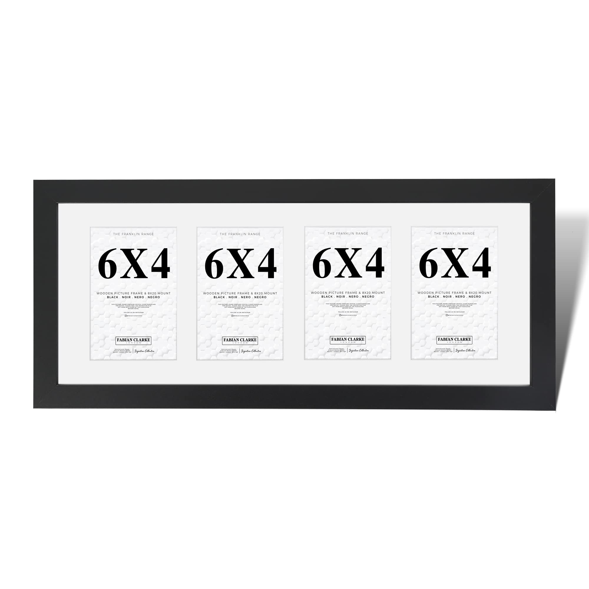 Fabian Clarke London® Modern Black 20x8 Picture Photo Frame with White ...