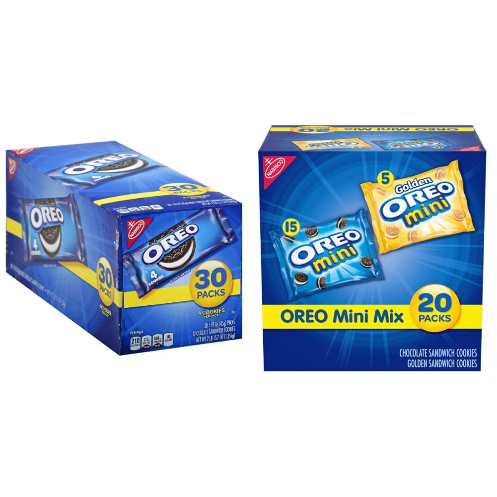 Buy OREO Chocolate and Golden Mini Sandwich Cookies Variety Bundle, 50 ...