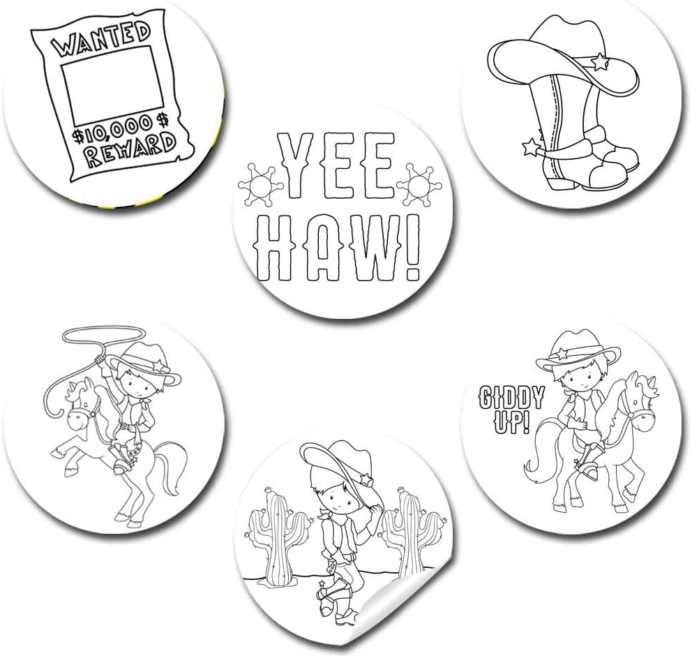 Amazon.com: Color Your Own Wild West Cowboy Themed Birthday Party Favor ...