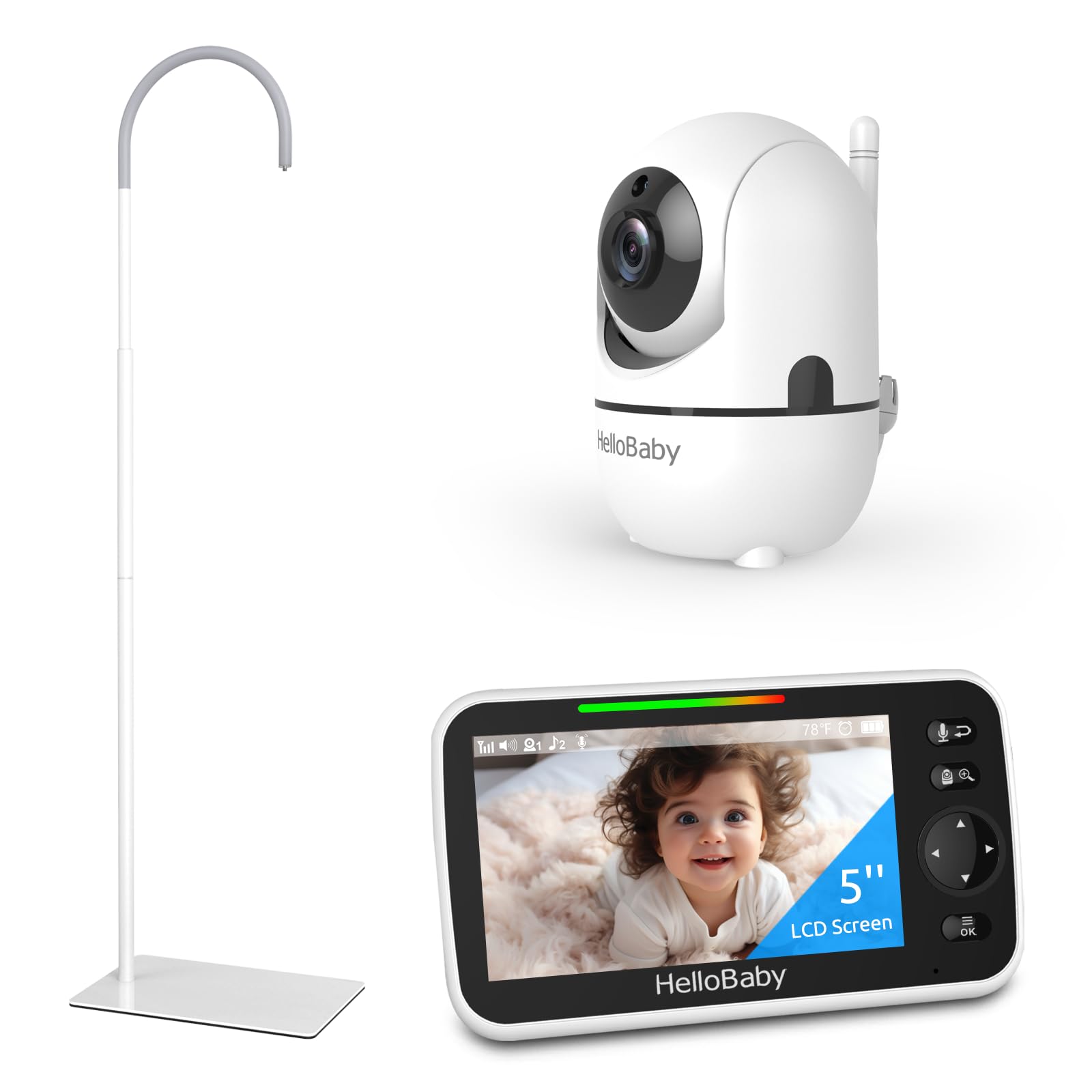 Amazon.com: HelloBaby Baby Monitor with Floor Stand, 5'' Screen and 30 ...