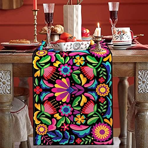 Amazon.com: MODFUNS Linen Mexican Table Runner 13x72 Inch Mexican ...