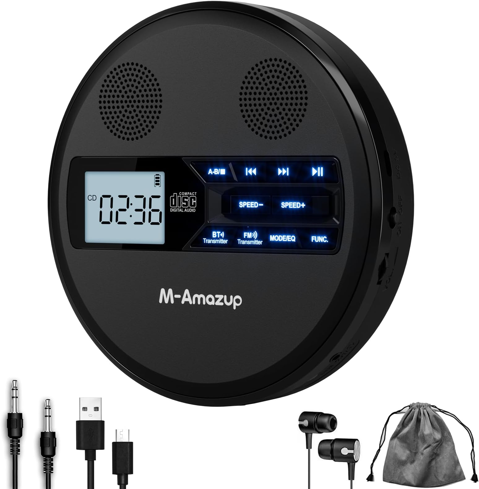Amazon.com: M-Amazup CD Player Portable, Rechargeable Portable CD ...