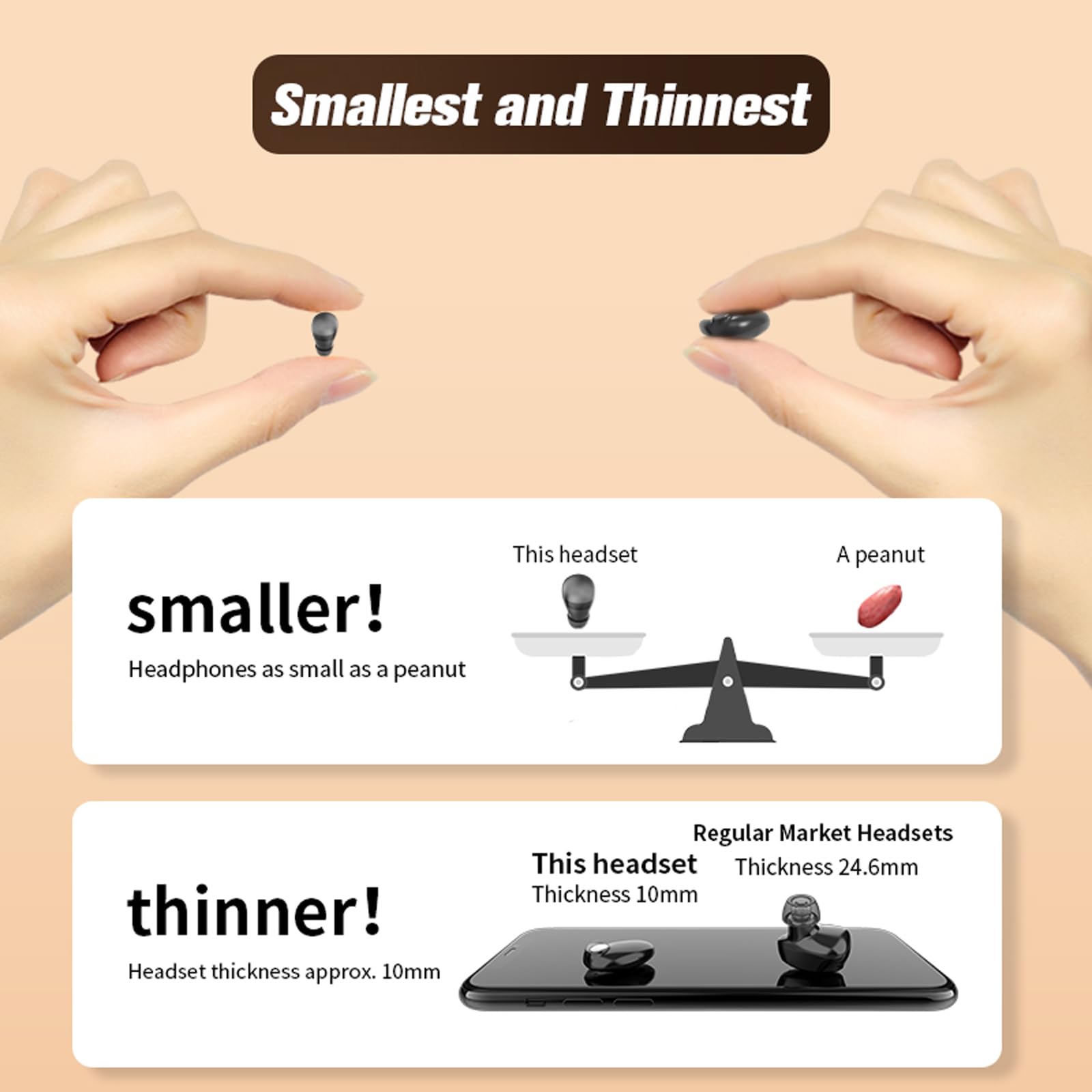 Snapklik.com : Xmenha Flat Sleep Mini Invisible Small Tiny Earbuds ...