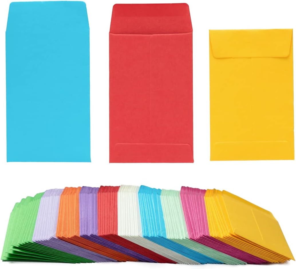 Amazon.com : 200 Pieces Colorful Small Coin Envelopes Self-Adhesive ...