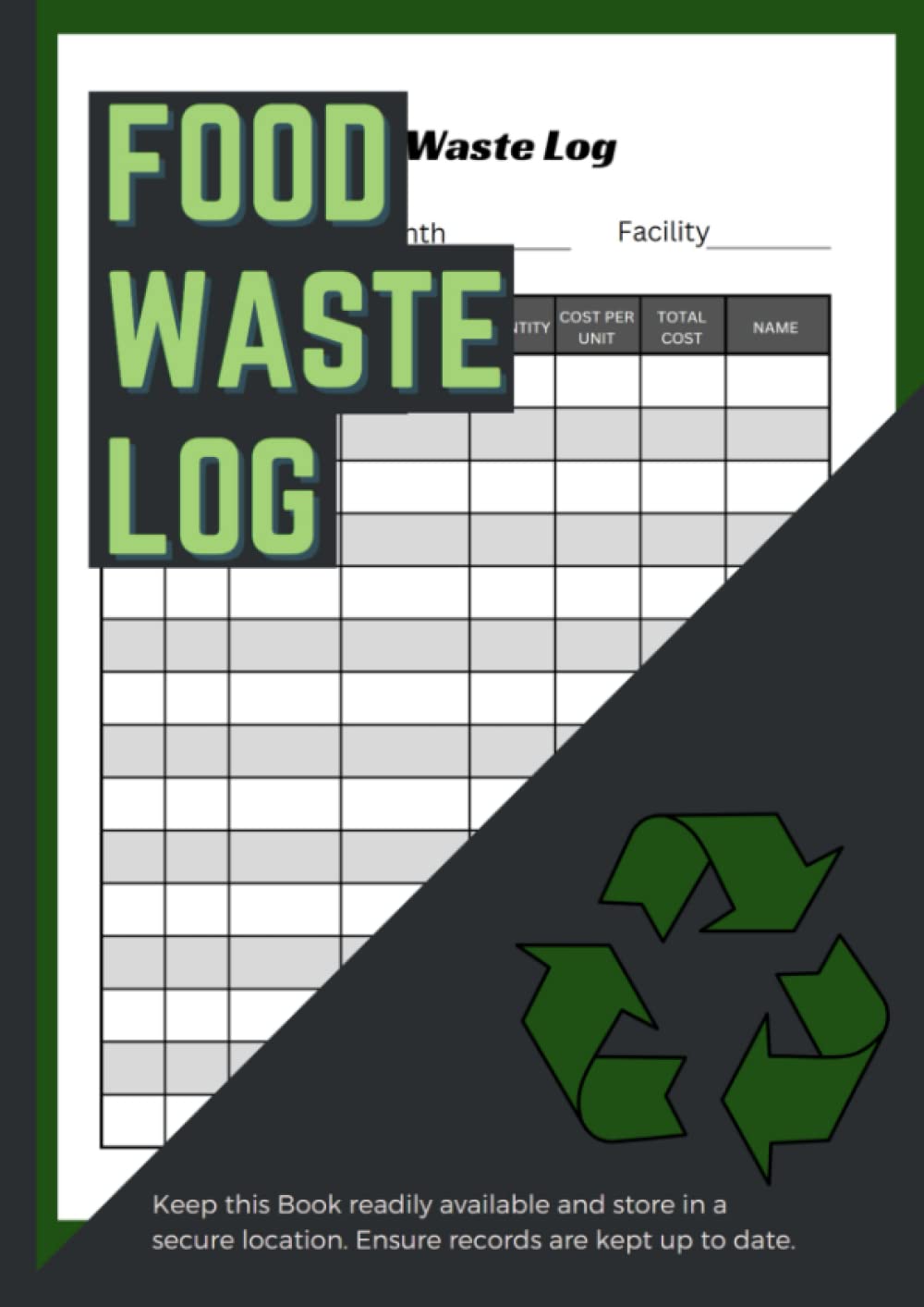 Food Waste Logbook: Kitchen Log Book | Food Record Book | Food Wastage ...