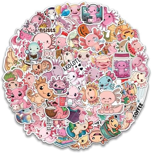 Amazon.com: Cute Axolotl Stickers Pack, 50PCS Kawaii Anime Axolotl ...