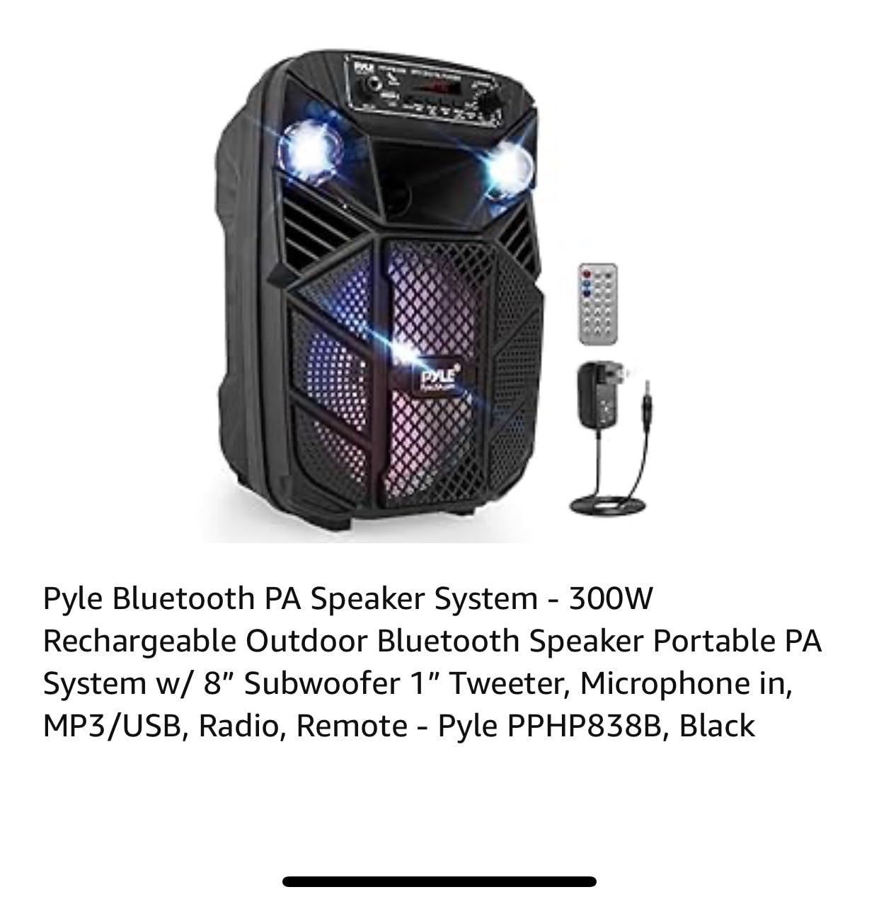 Amazon.com: Pyle Bluetooth PA Speaker System - 300W Rechargeable ...