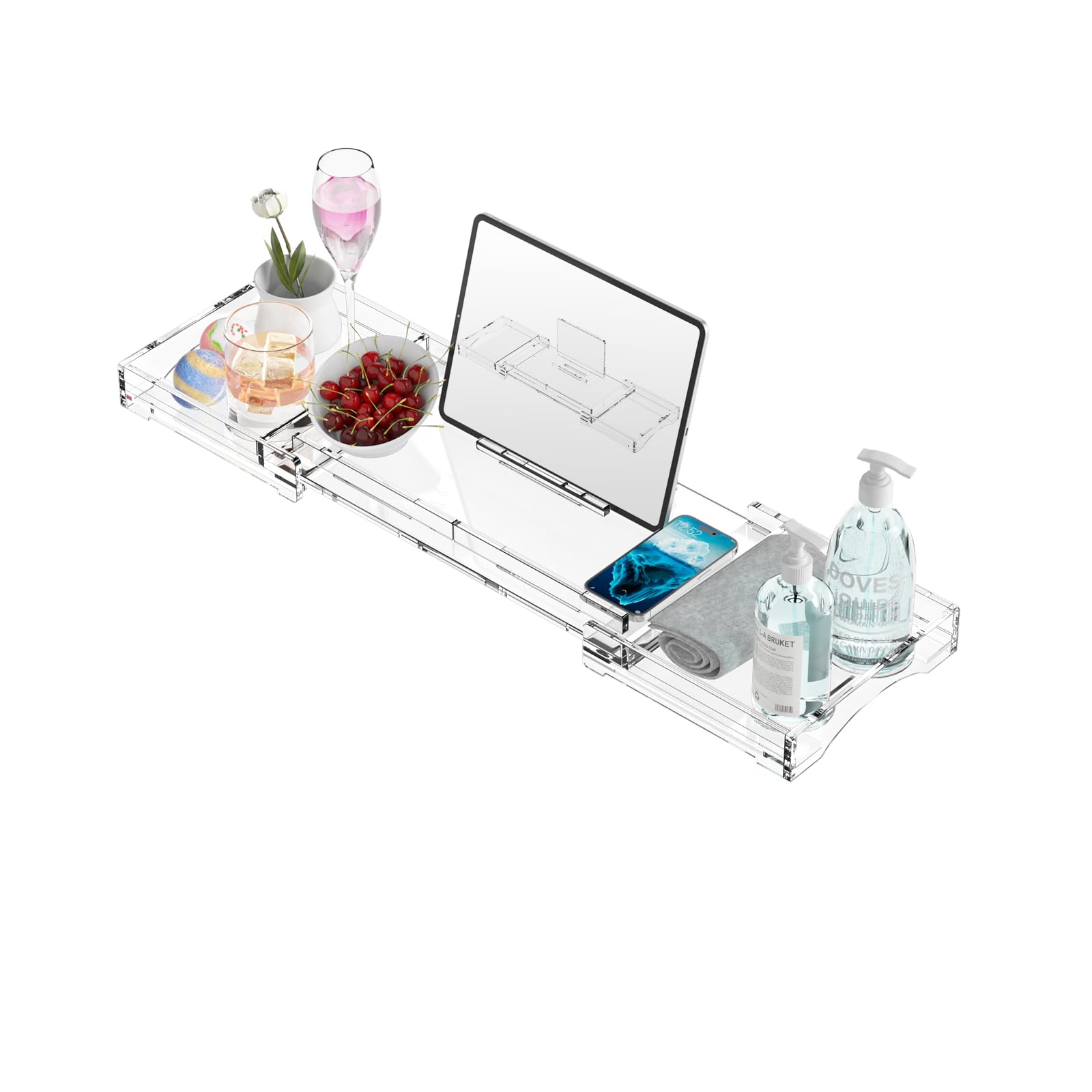 Amazon.com: WINFFOR Acrylic Bathtub Tray Expandable Bath Tub Caddy, 32 ...