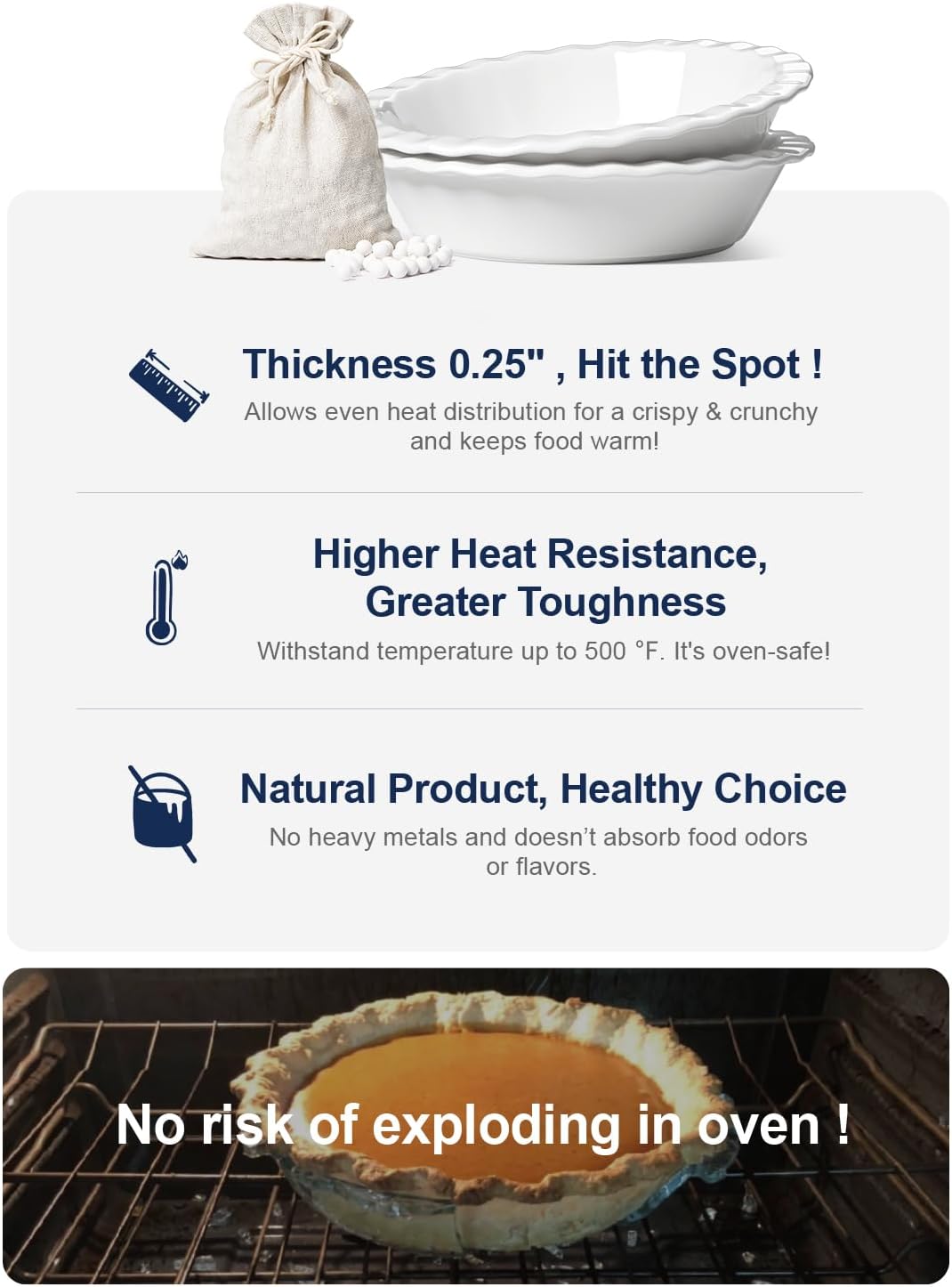 LE TAUCI Ceramic Pie Dish and Pie Weights Set, 9 Inches Pie Pans for ...