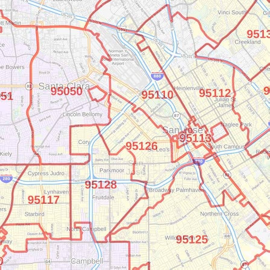 Santa Clara County Zip Code Map