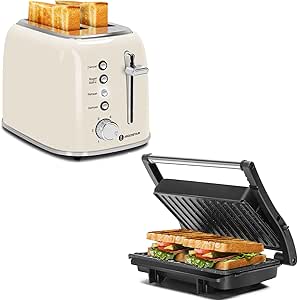 Amazon.com: Aigostar Toaster 2 Slice, Retro Extra-Wide Slot Toasters ...