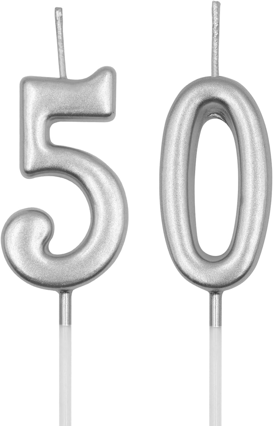 Amazon.com: 50th Birthday Candles, Silver Number 50 Candle for Cake ...