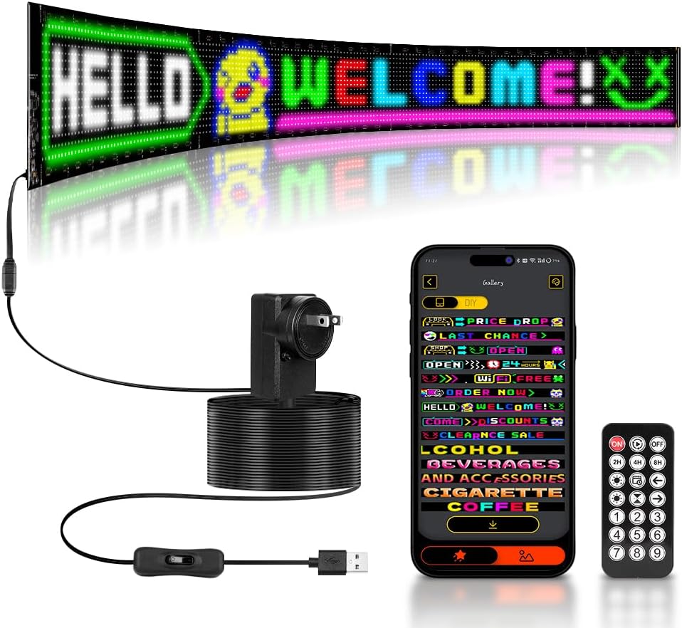 Amazon.com: Large Programmable LED Sign, 52"x7.5" Flexible 12V ...