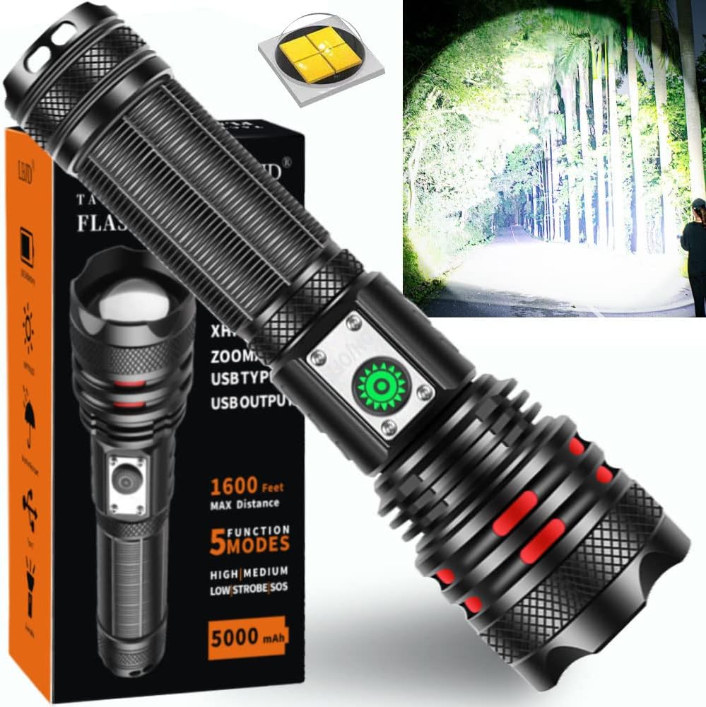 LED Handheld Flashlights High Lumens Rechargeable Zoomable Tactical ...