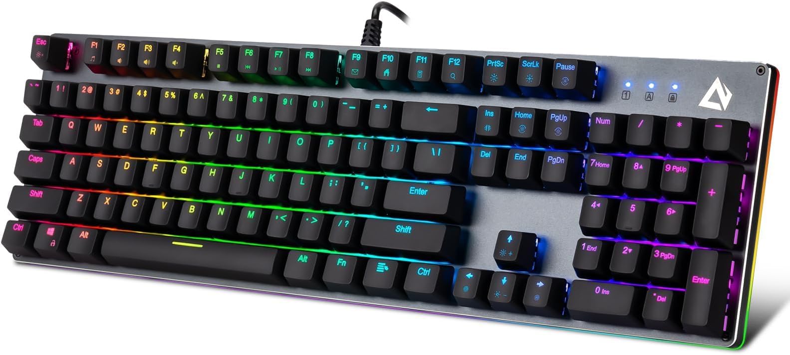 Amazon.com: RGB Mechanical Gaming Keyboard Blue Switch, 104 Keys Full ...