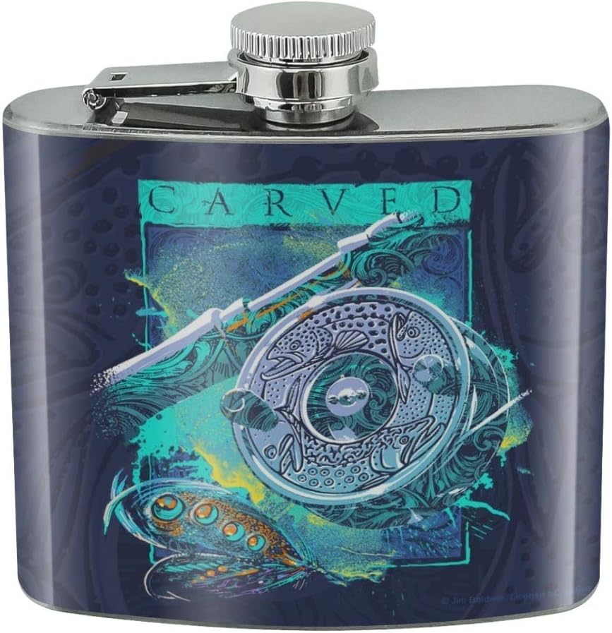 Amazon.com | Carved Fly Fishing Trout Rod Reel Stainless Steel 5oz Hip ...