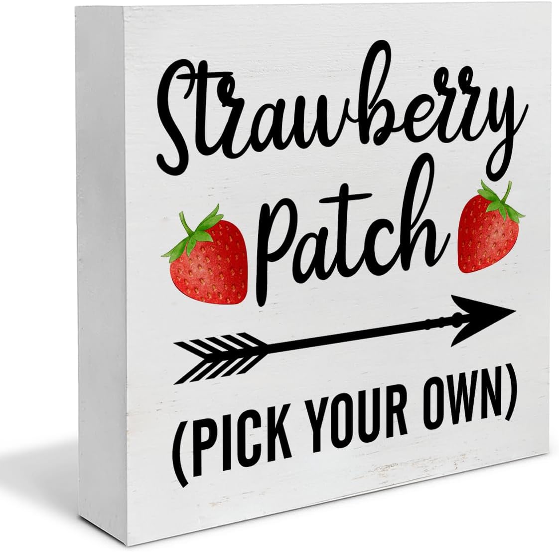 Amazon.com: Farmhouse Strawberries Wood Box Sign Art Desk Decor 5"x5 ...