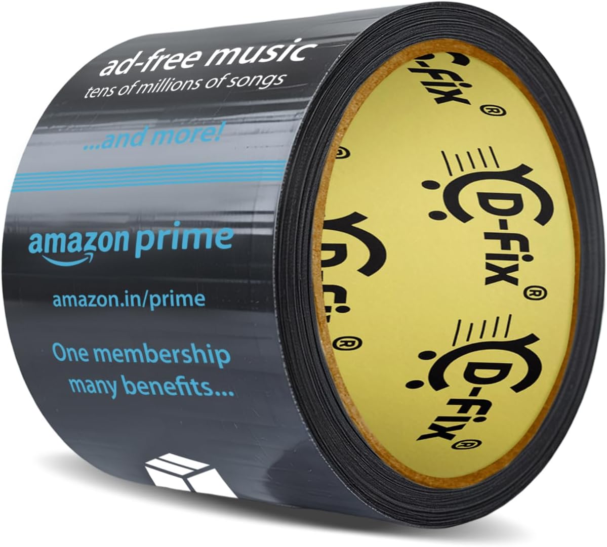 D-fix Amazon Printed Prime Tape - Black Color -65 Meters in Length ...