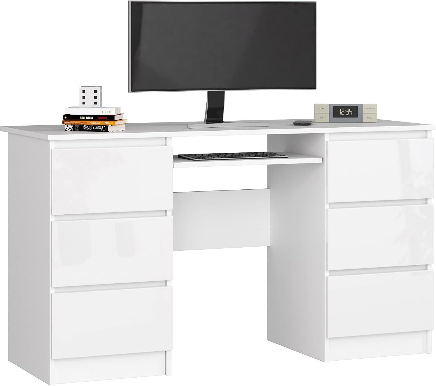 OGGI Computer Desk with 6 Drawers and Keyboard Shelf Space Saving ...