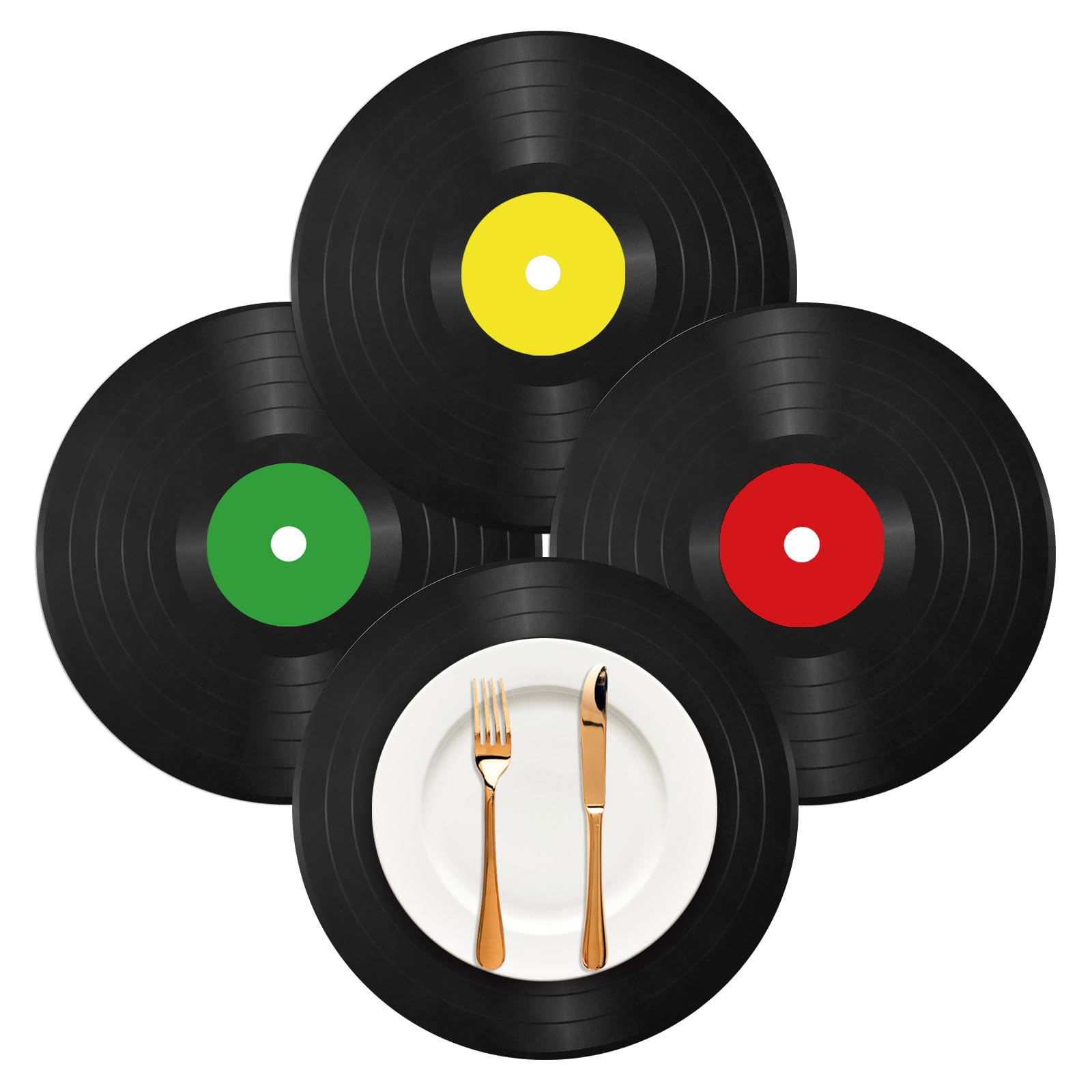 Amazon.com: 48 Pack Record Paper Placemats 50's Party Decorative Place ...
