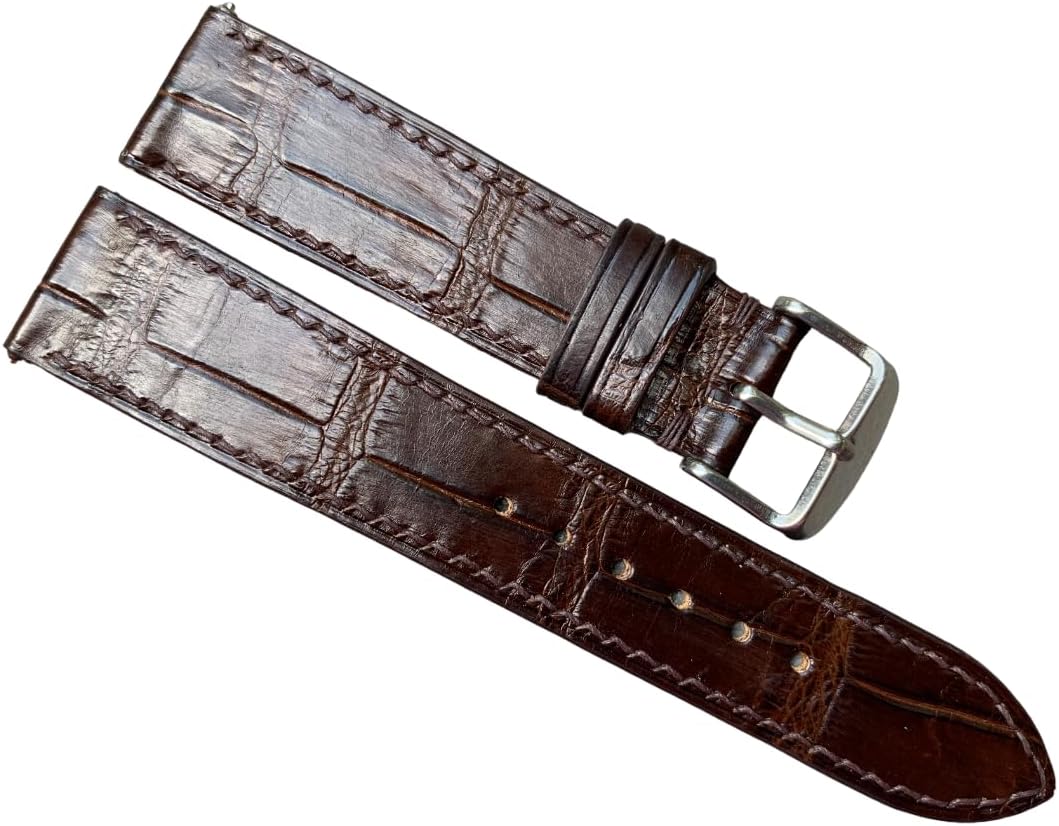 Amazon.com: Brown Genuine Alligator Crocodile Leather Skin Watch Strap ...