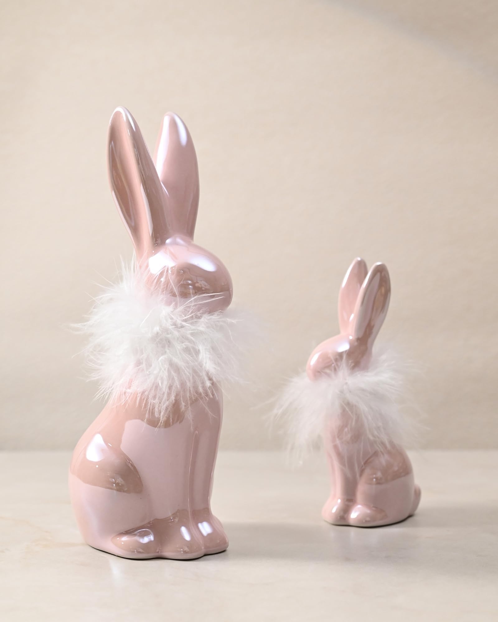 Amazon.com: Gishima 2 pcs Ceramic Rabbit Figurine Home Decor Furnishing ...