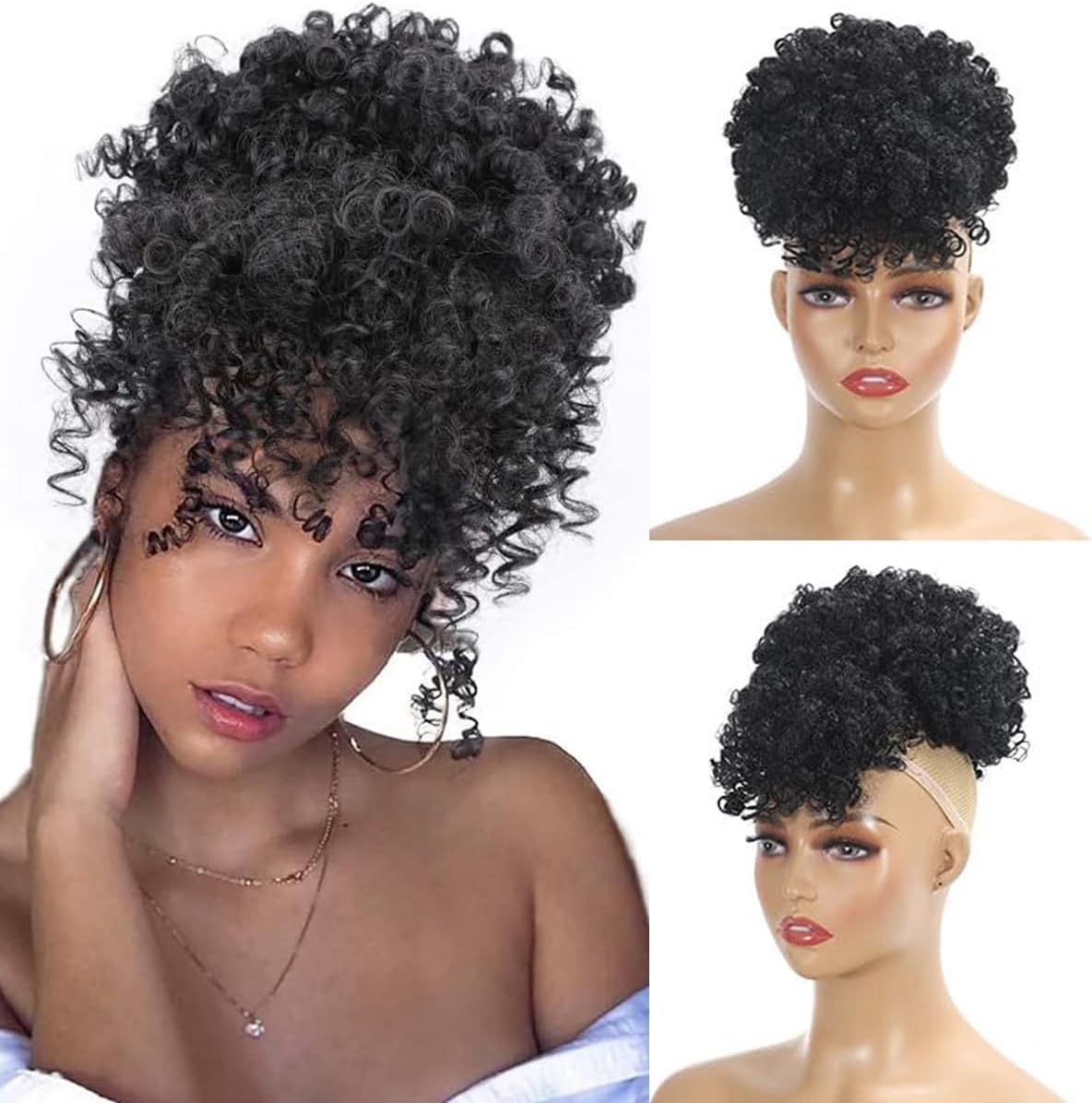 Amazon.com : Invisible Curly Wiglet Wiglet Toppers for Women, Clip in ...