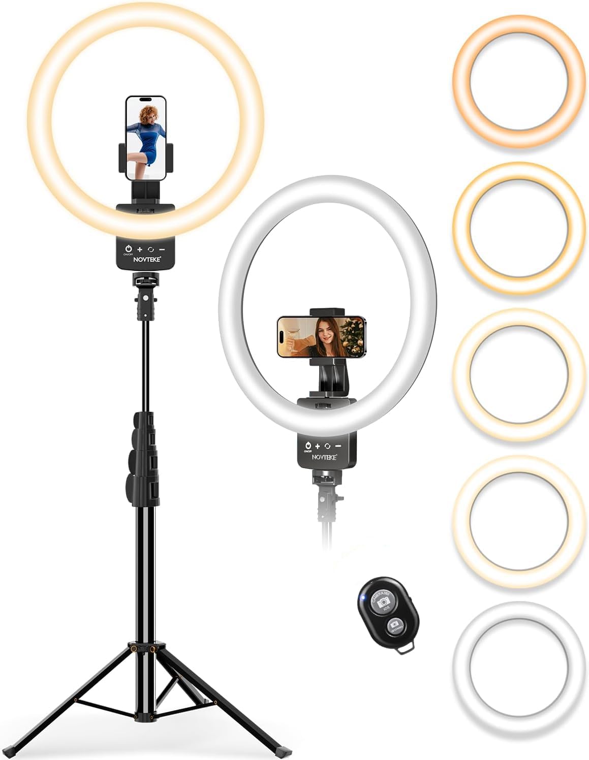 Amazon.com: 12" RGB Selfie Ring Light with Tripod Stand, Three Phone ...