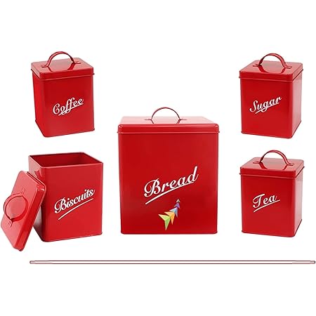 Chef Vida Biscuits/Tea/Coffee/Sugar/Bread Bin Kitchen Storage Canister ...